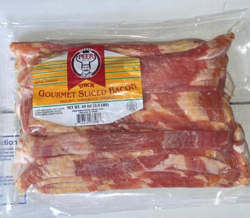 Peer Foods, thick gourmet sliced bacon, Hickory Smoked (#2.5 lb packs ...